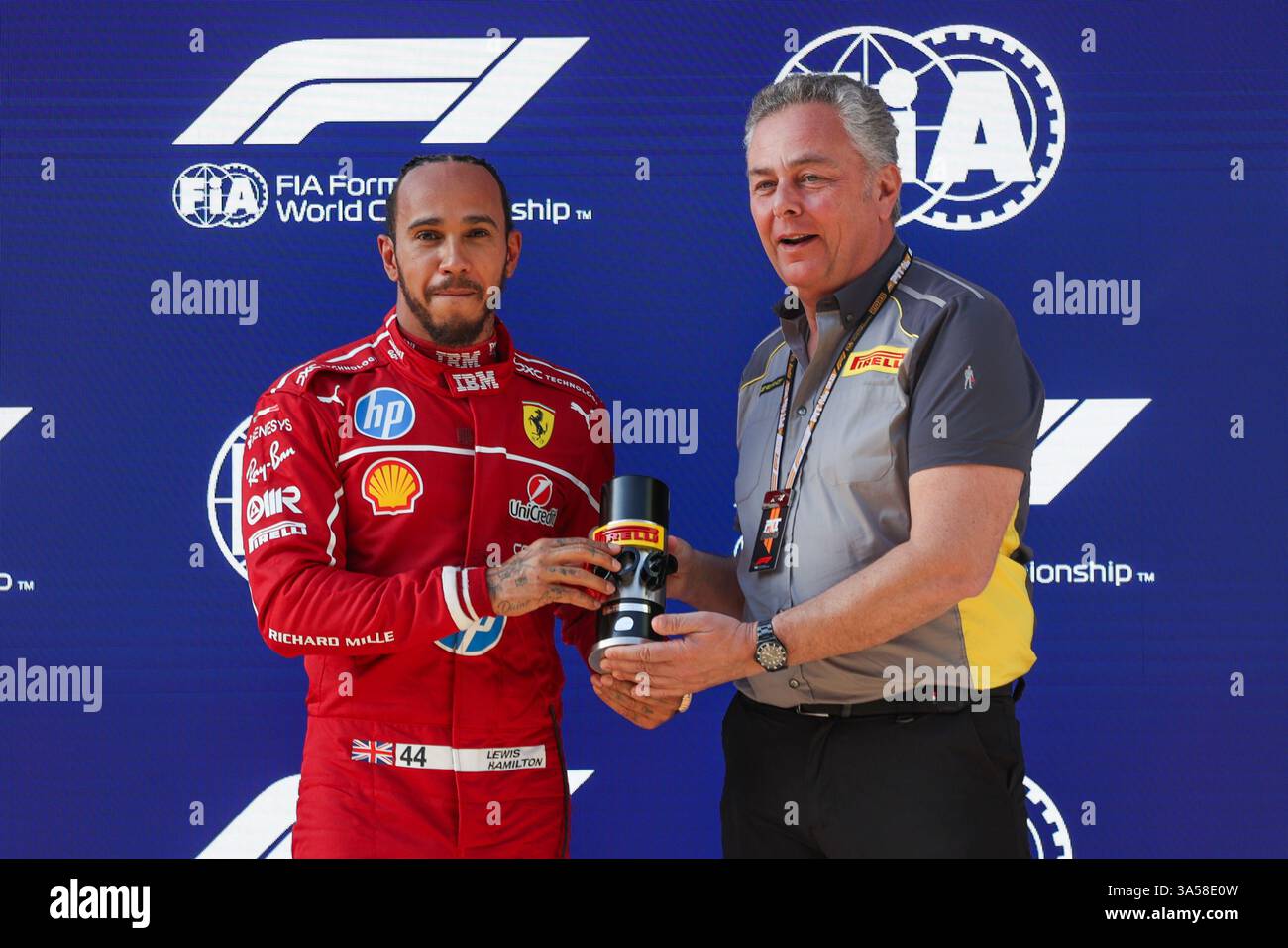 Shanghai, China. 21 Mar, 2025. Lewis Hamilton, Mario Isola, during the ...