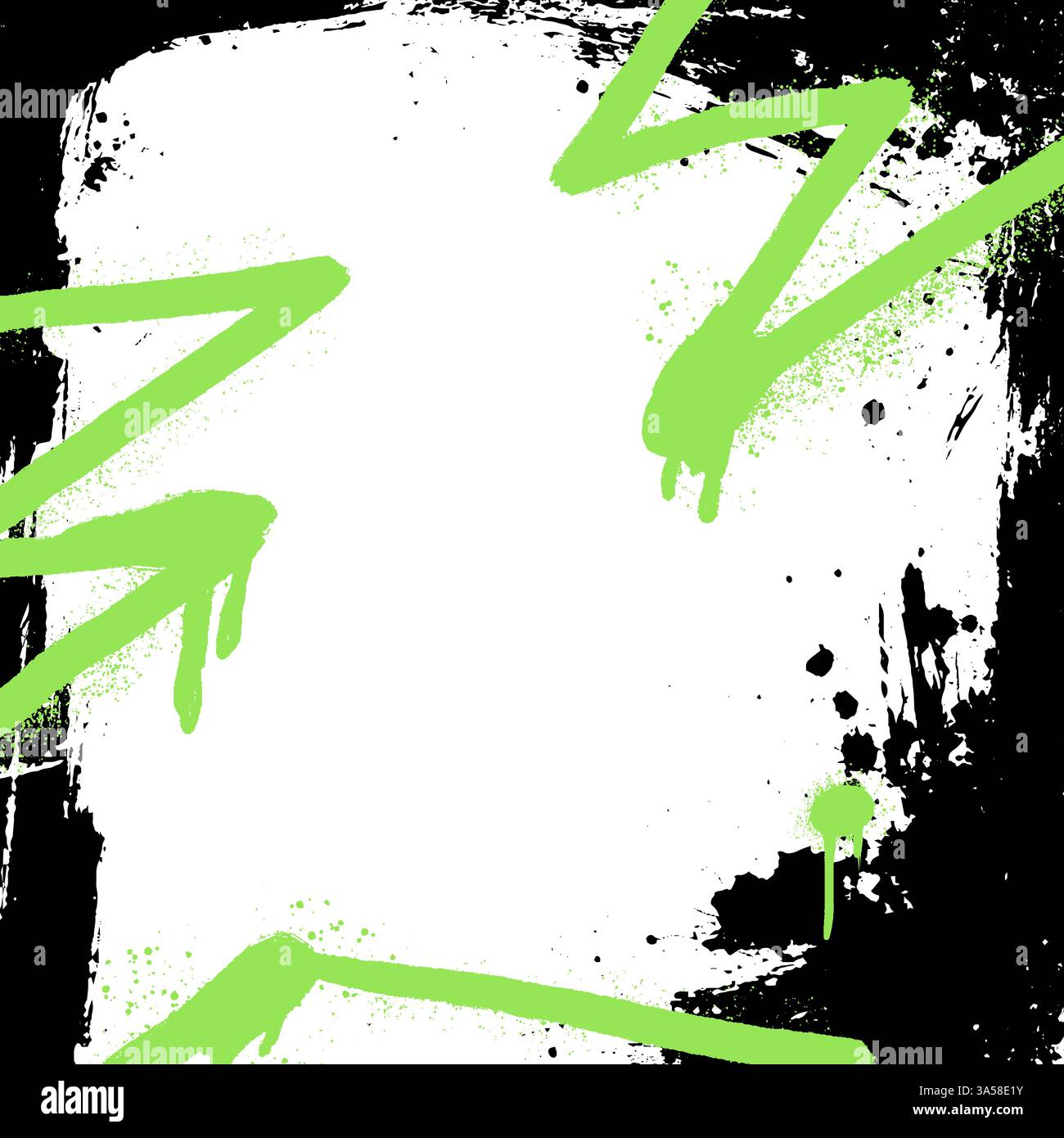 Grunge graffiti spray with acid and punk elements on a torn, worn paper ...