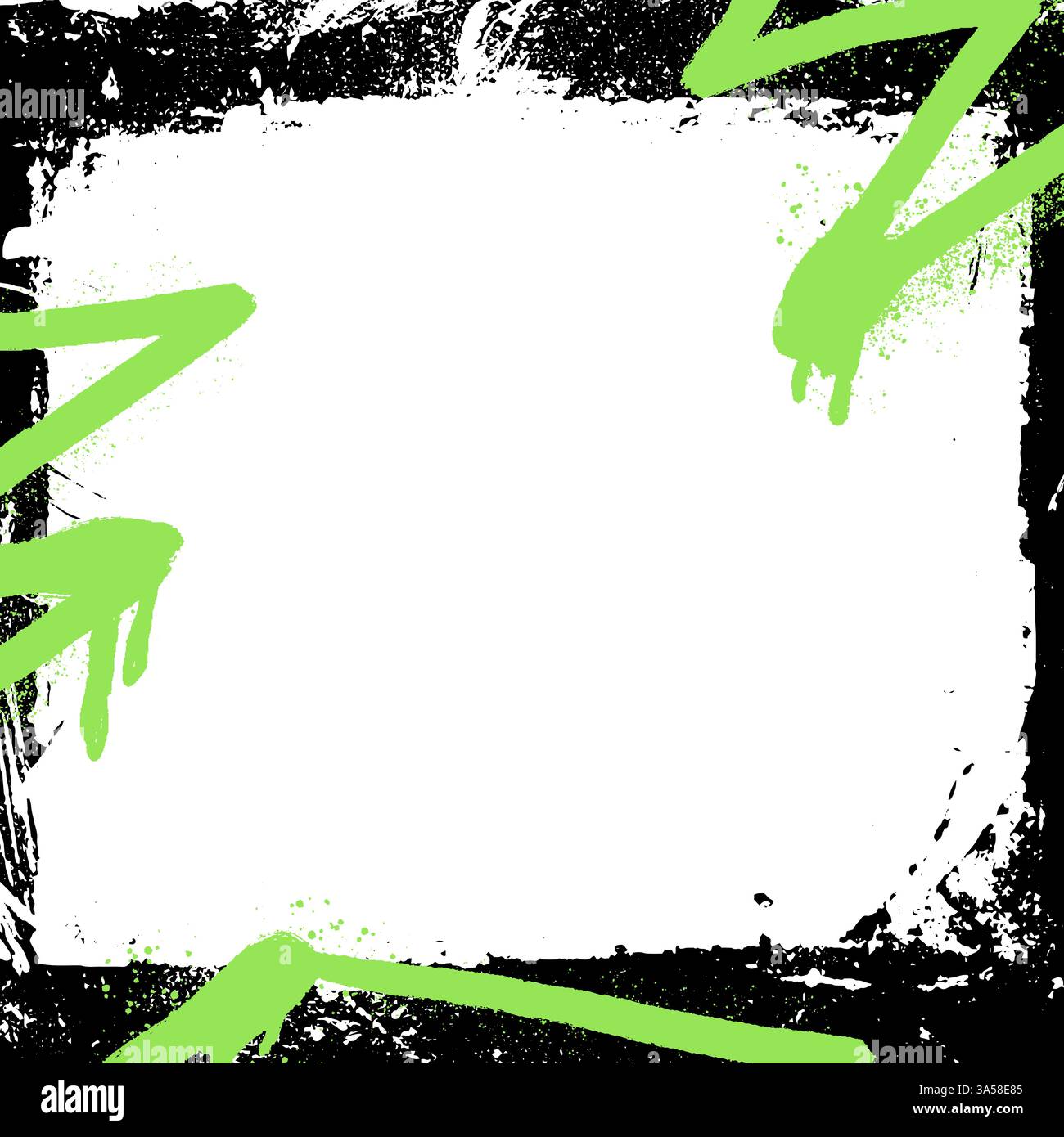 Vector graffiti spray frame with acid and punk influences. Black and ...