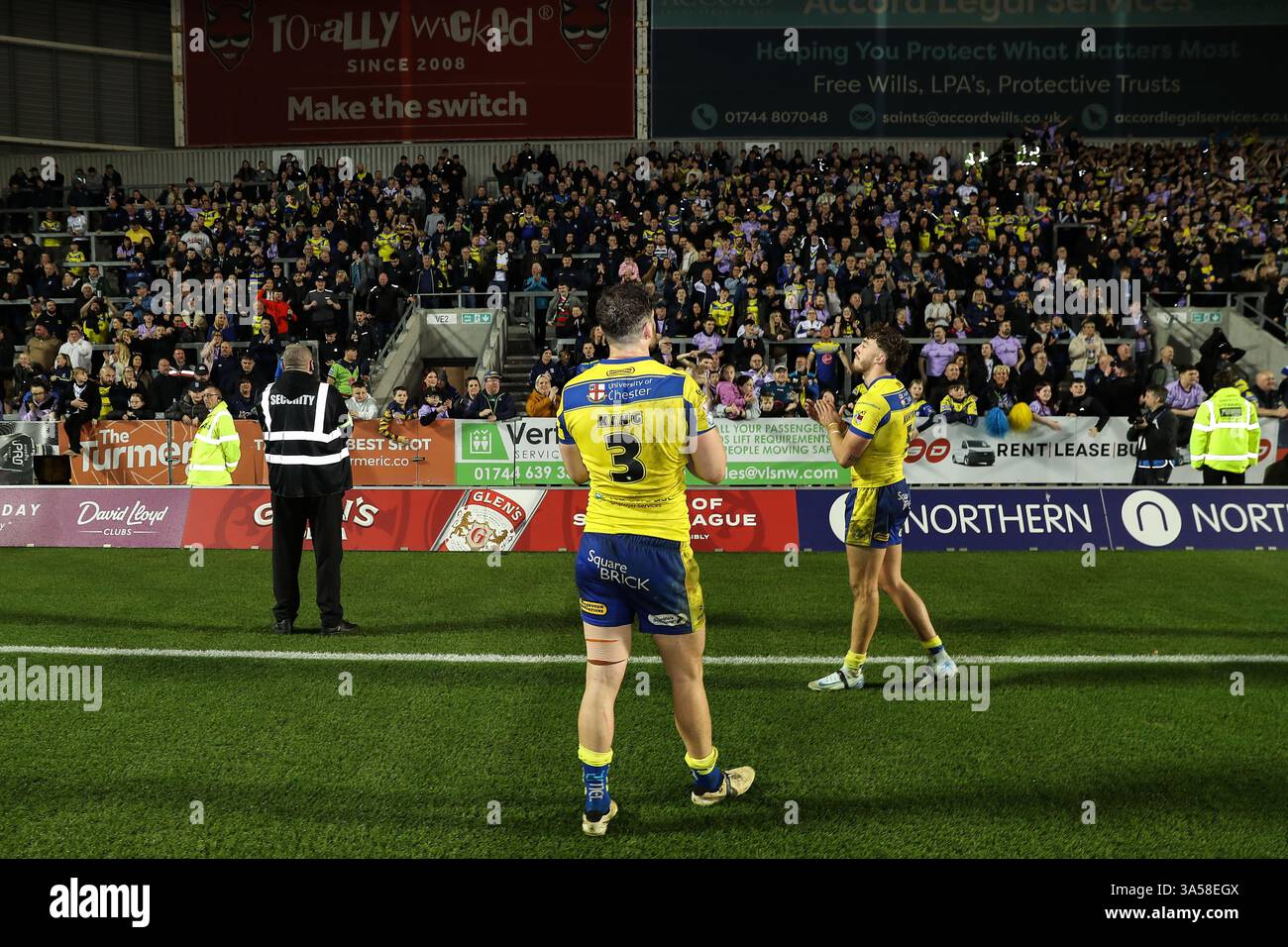 Toby King of Warrington Wolves celebrates his teams win after the ...