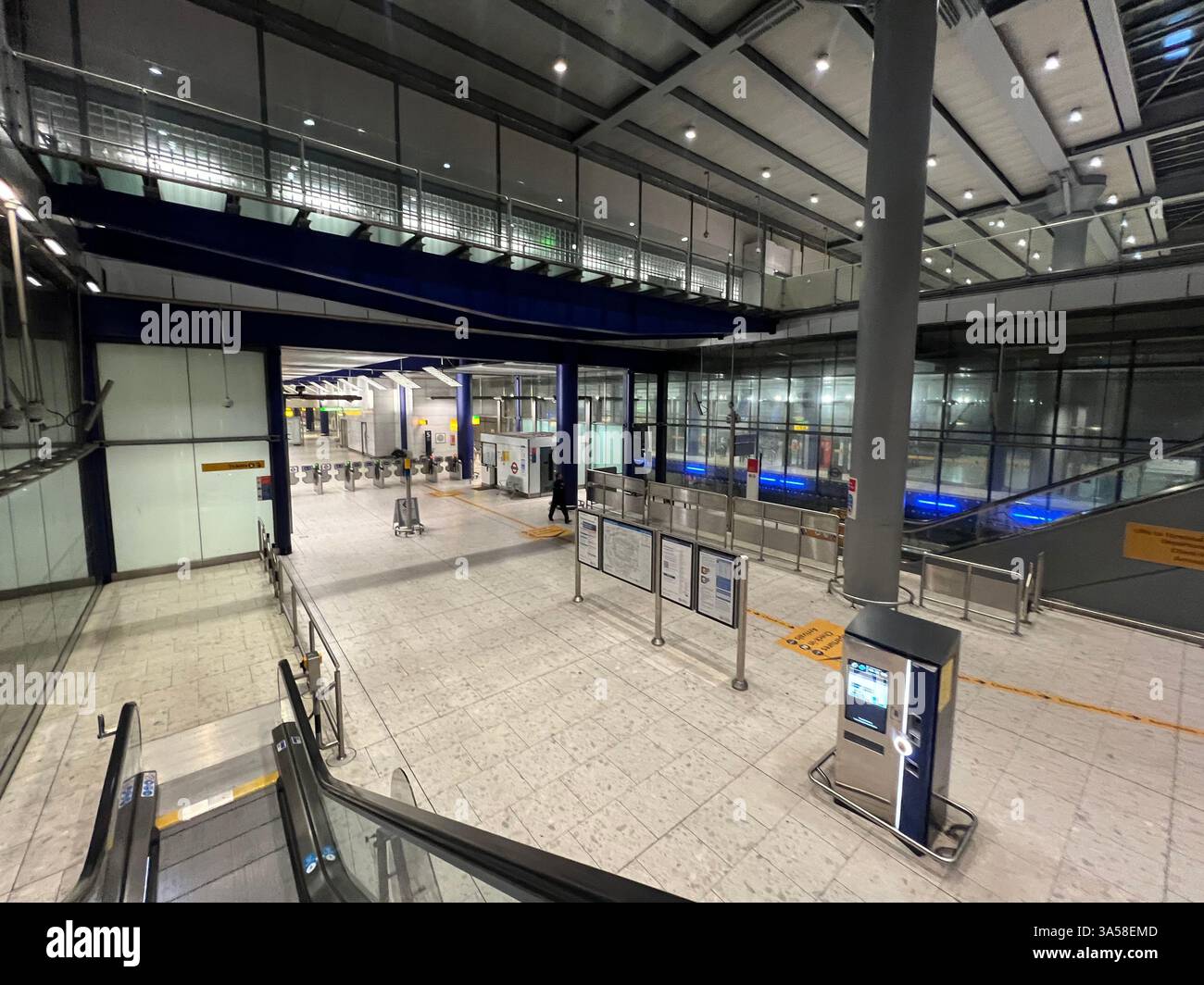 Empty Heathrow Terminal 5 station in London. British Airways say they ...