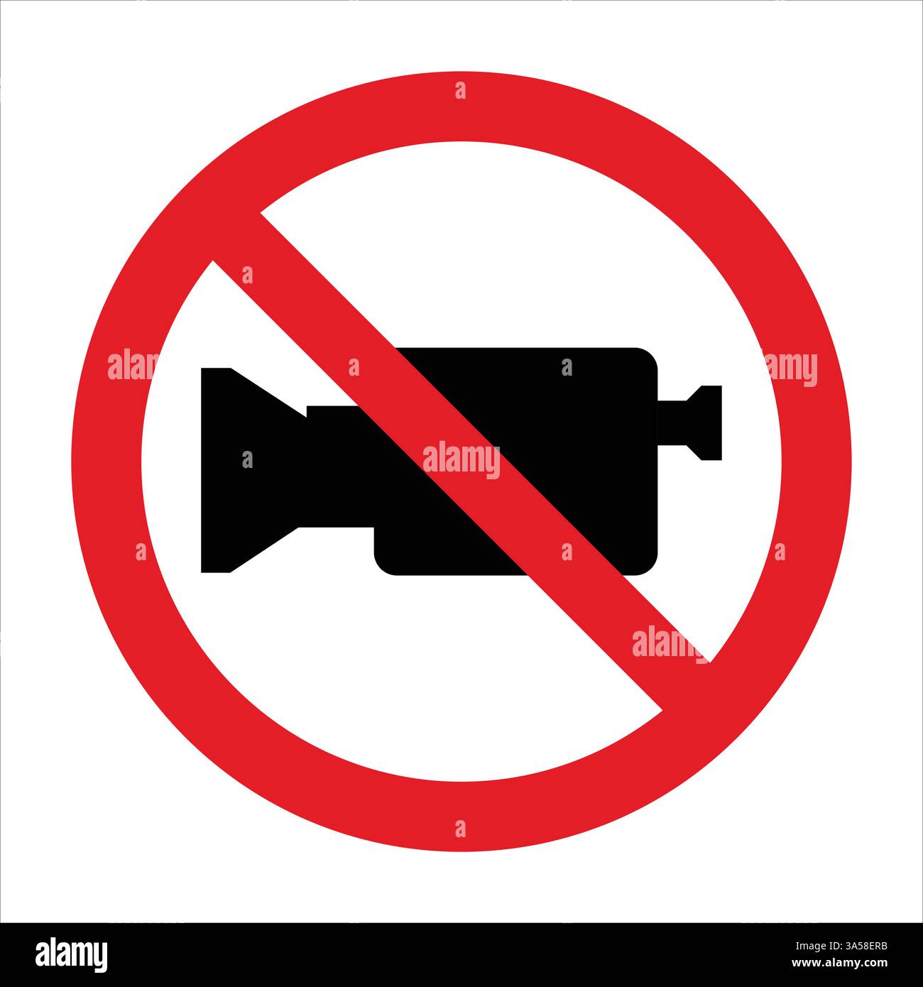Red prohibition sign preventing filming with video cameras, simple and ...