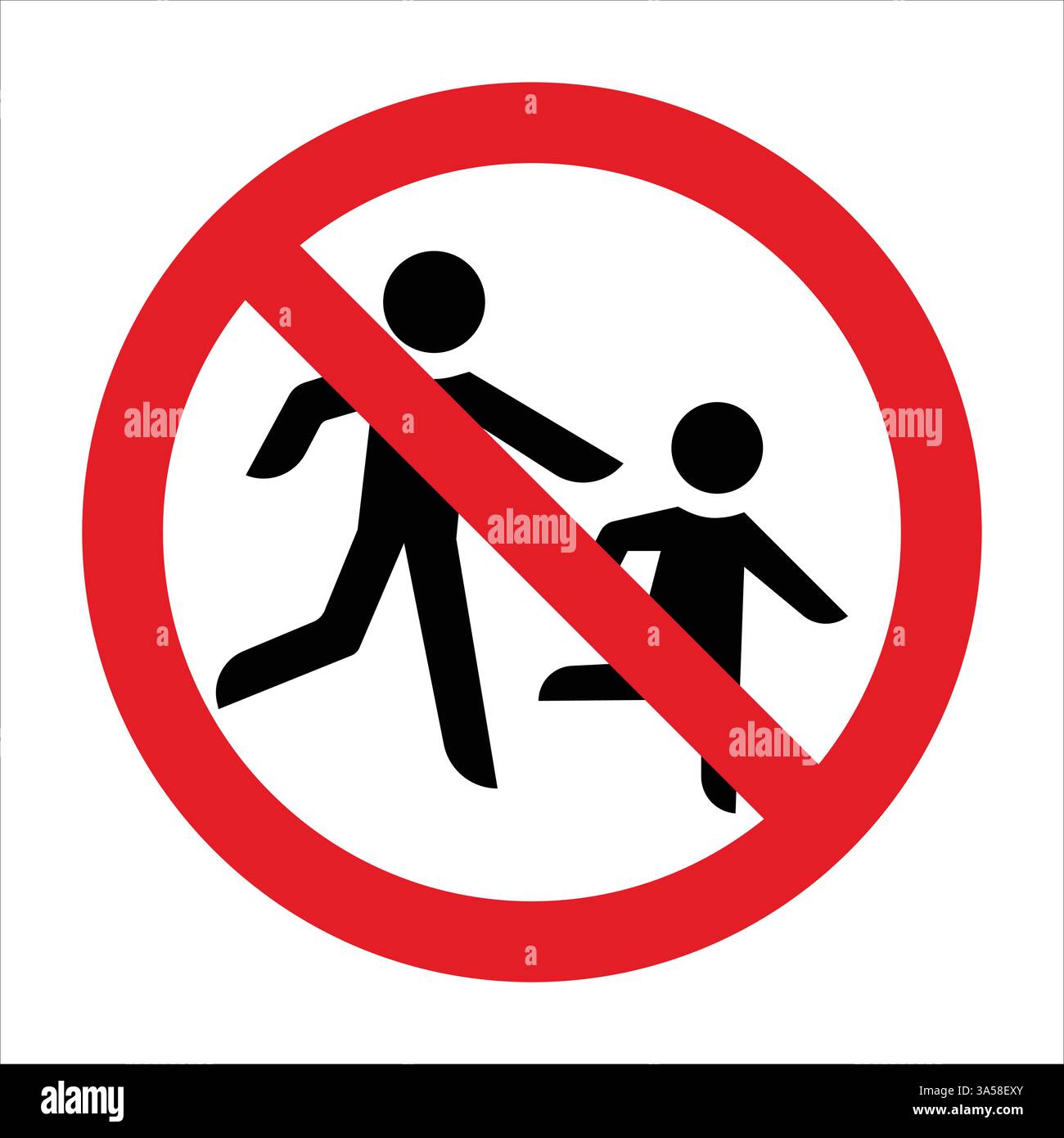No kids allowed sign featuring running children inside red circle with ...