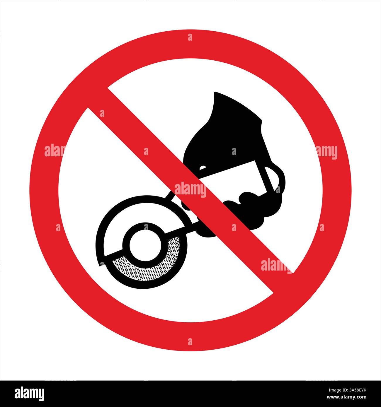 Prohibition sign with red circle and slash over circular saw cutting ...