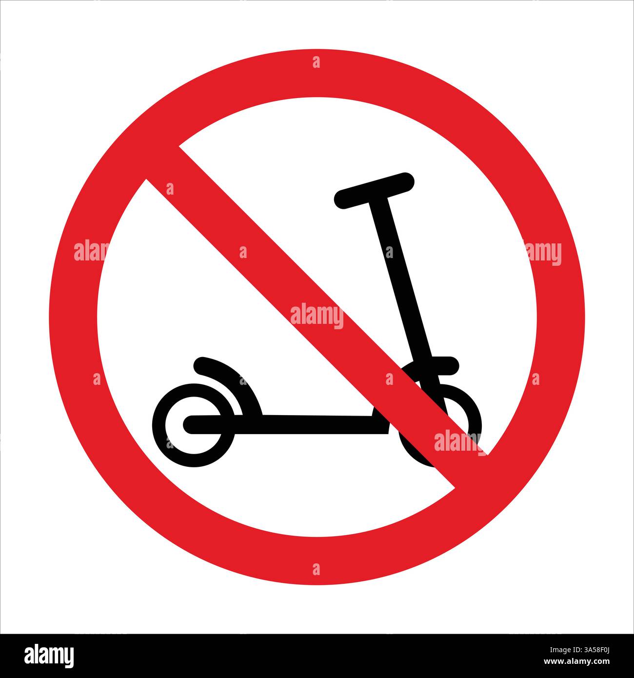Red prohibition sign featuring an electric scooter, indicating ...