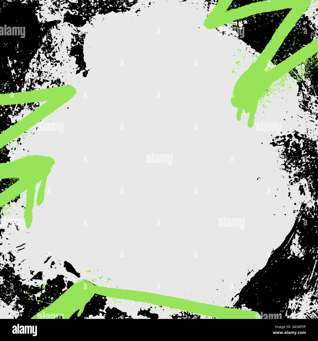 Vector graffiti spray frame with acid and punk elements. Black and ...