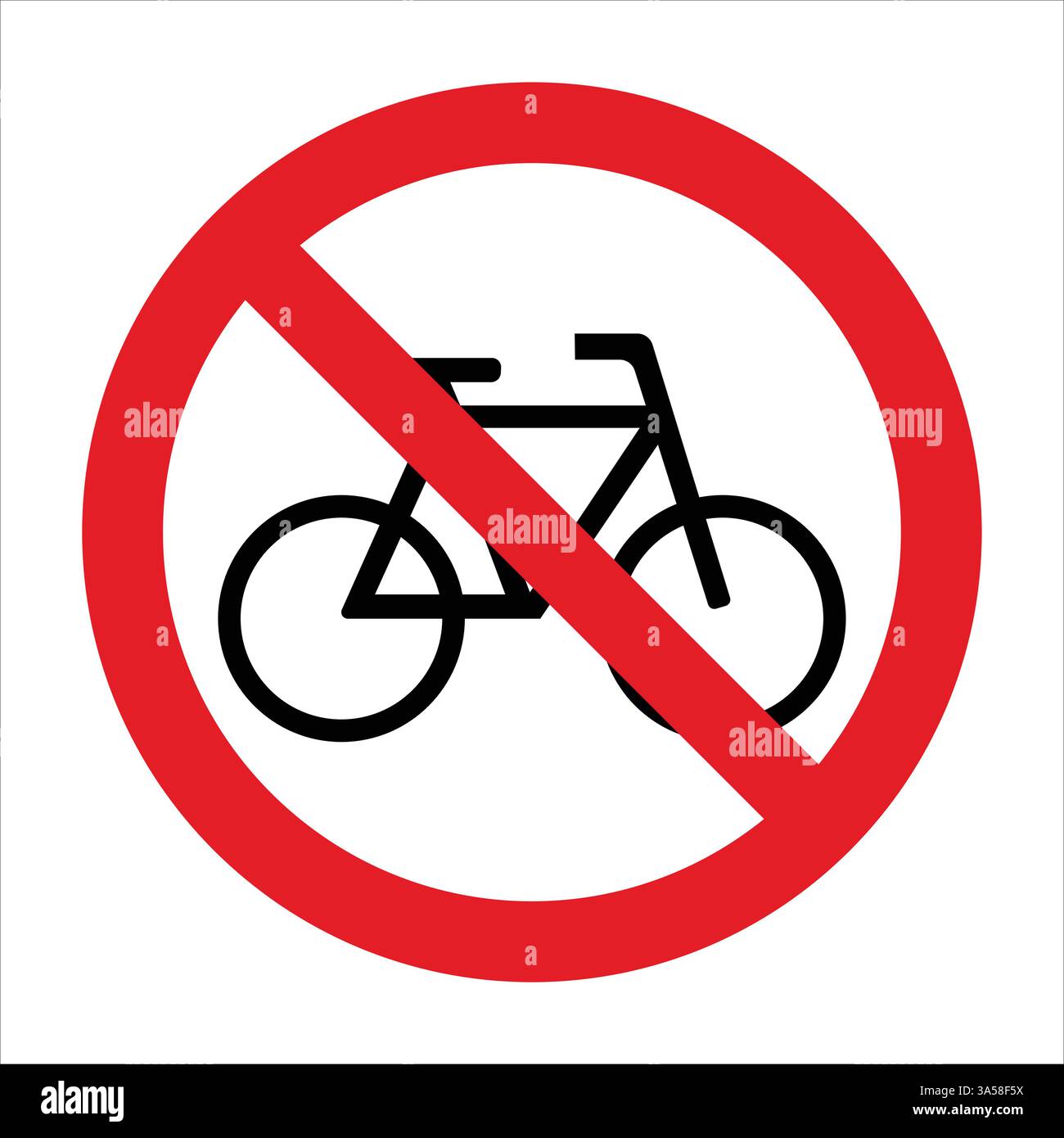 Red prohibition sign with bicycle icon, indicating no cycling allowed in designated area Stock ...