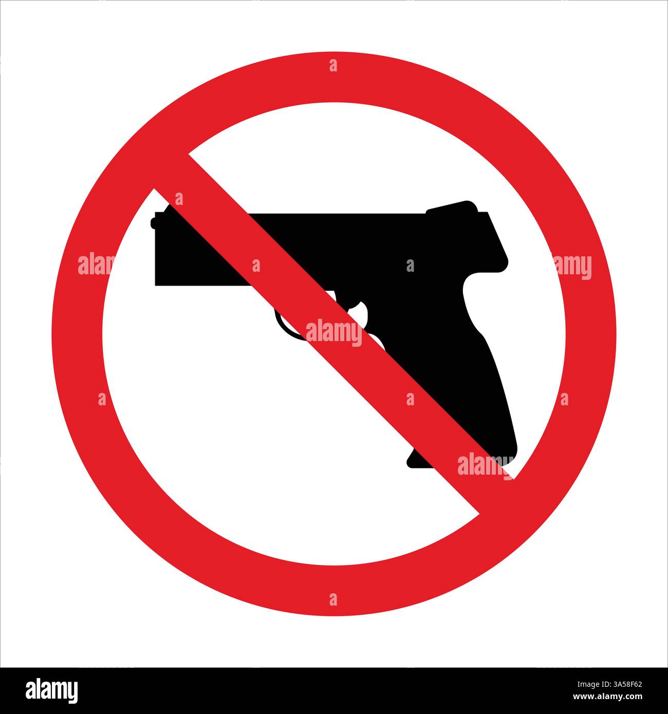 Red prohibition sign with handgun silhouette, representing gun control ...