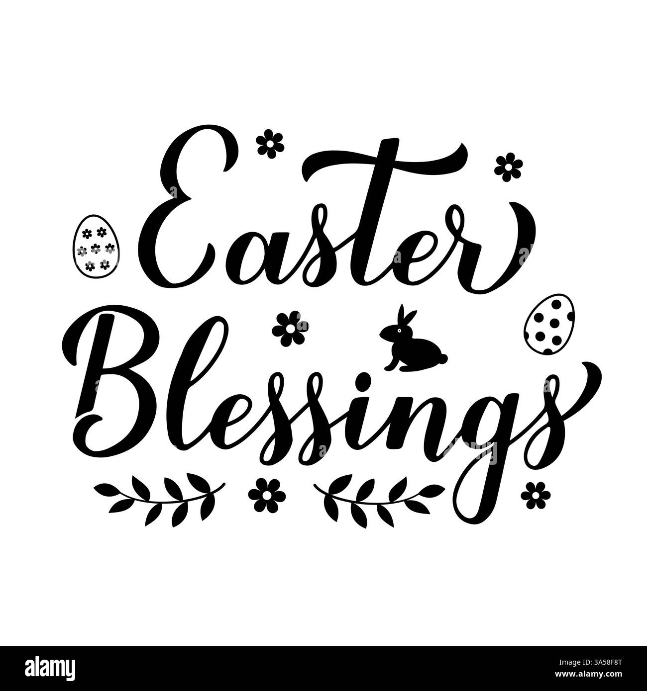 Easter Blessings calligraphy hand lettering. Easter quote typography ...