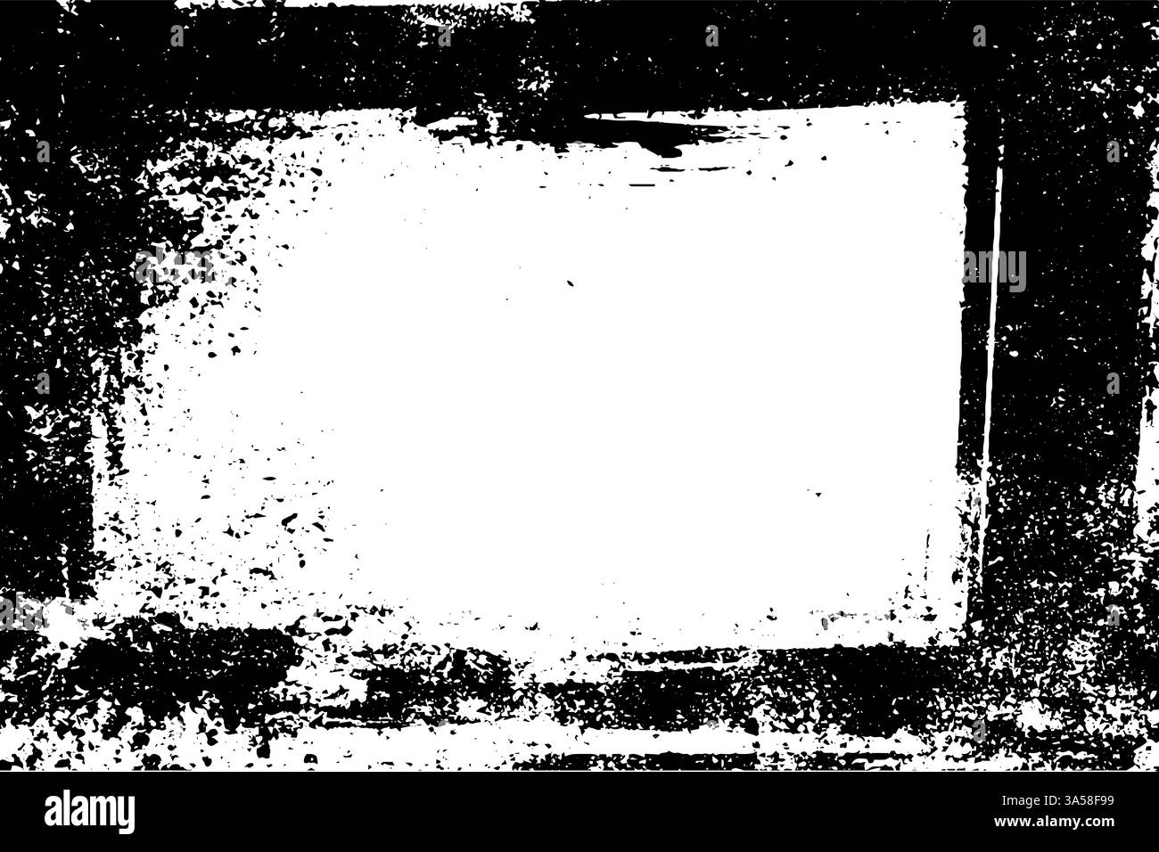 Vector black border with rough brush frame on white background. Grunge ...