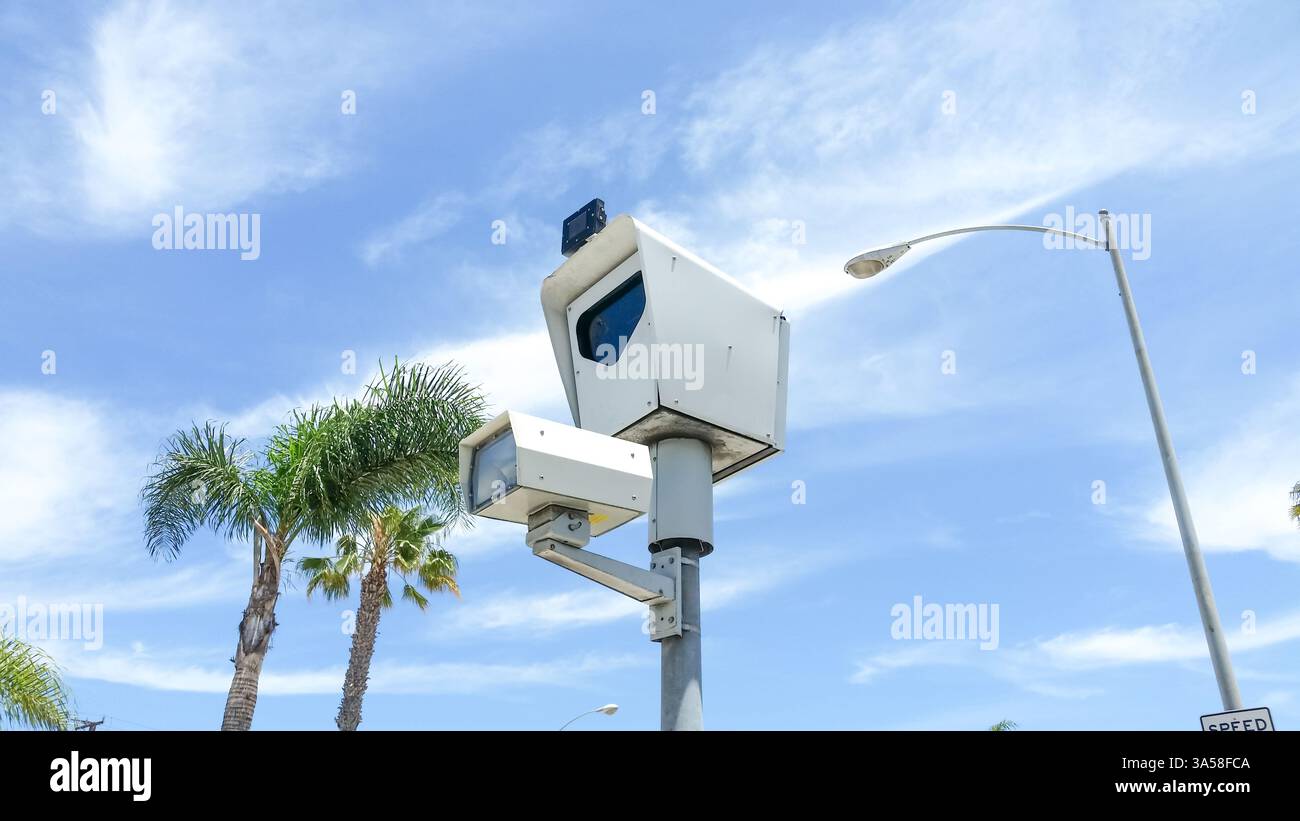 A view of a flash camera system, seen at a local street light ...