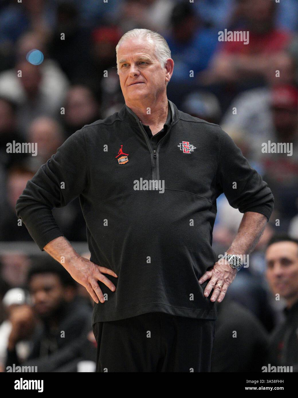 San Diego State head coach Brian Dutcher reacts during a First Four ...