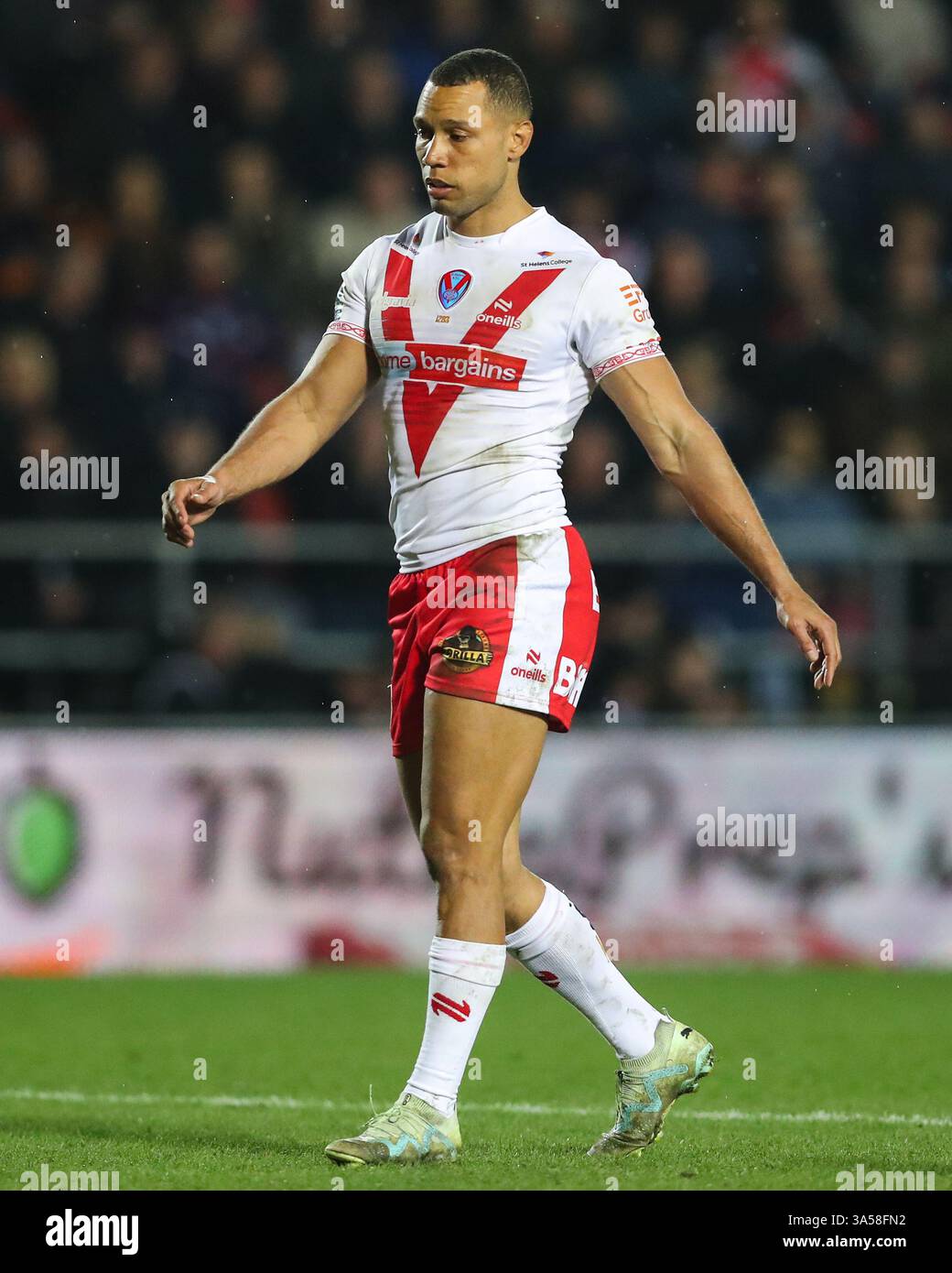 Moses Mbye of St. Helens during the Betfred Super League Round 5 match ...