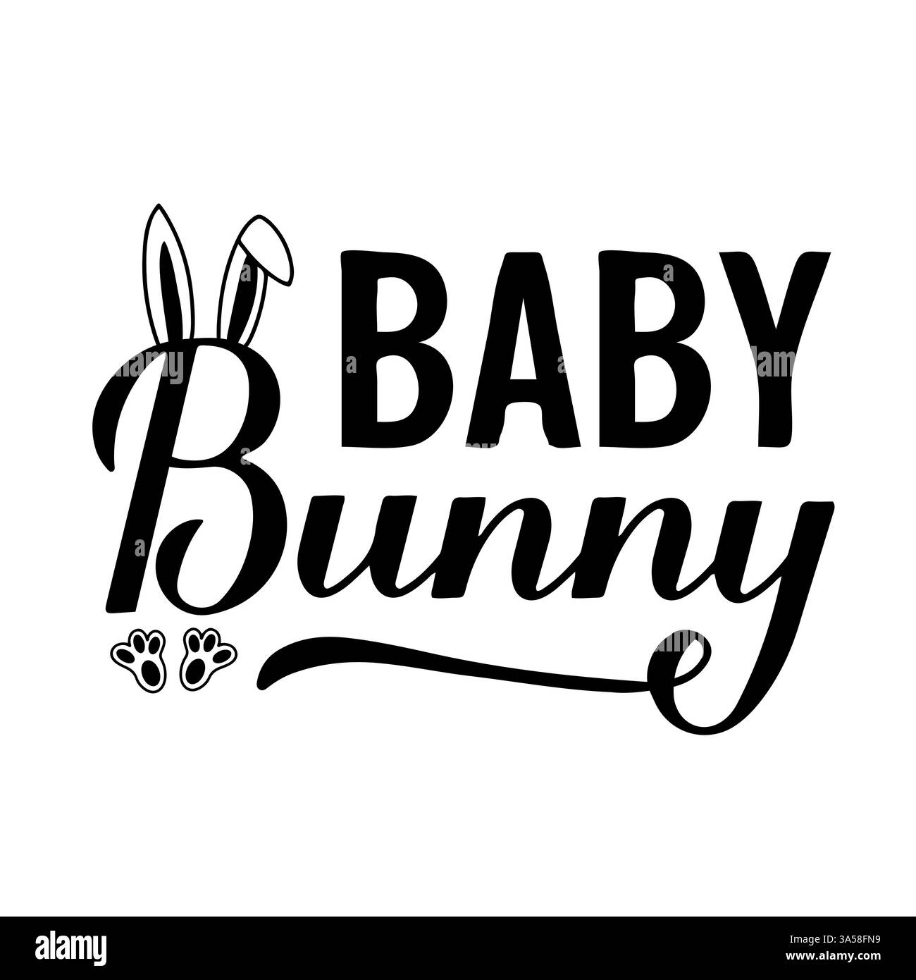 Baby bunny calligraphy hand lettering. Funny Easter quote typography ...