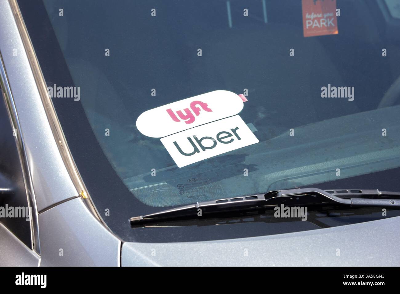 Los Angeles, California, United States - 07-06-2019: A view of Lyft and ...