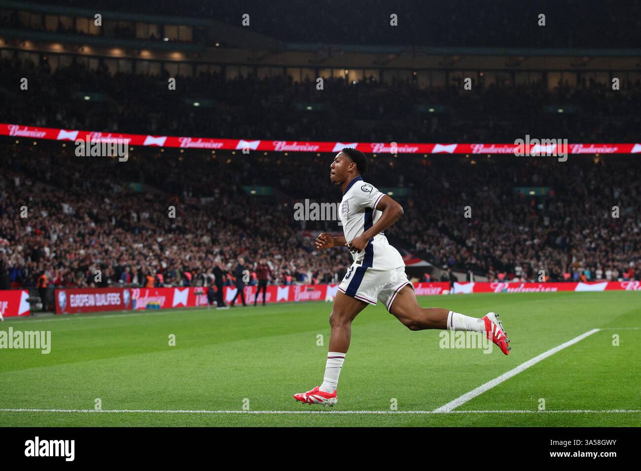 LONDON, UK - 21st Mar 2025: Myles Lewis-Skelly of England celebrates ...