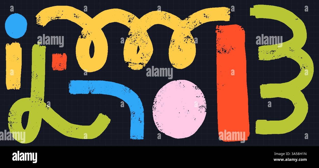 Grunge Ink Curvy Shapes Set. Playful Swirls, Spirals, and Wavy Brush ...