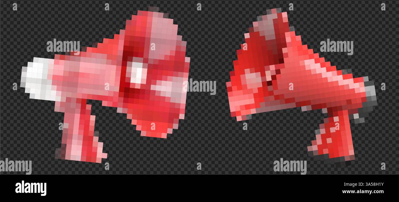 Trendy Pixel art megaphone icon in 8 bit retro style. Loudspeaker for ...