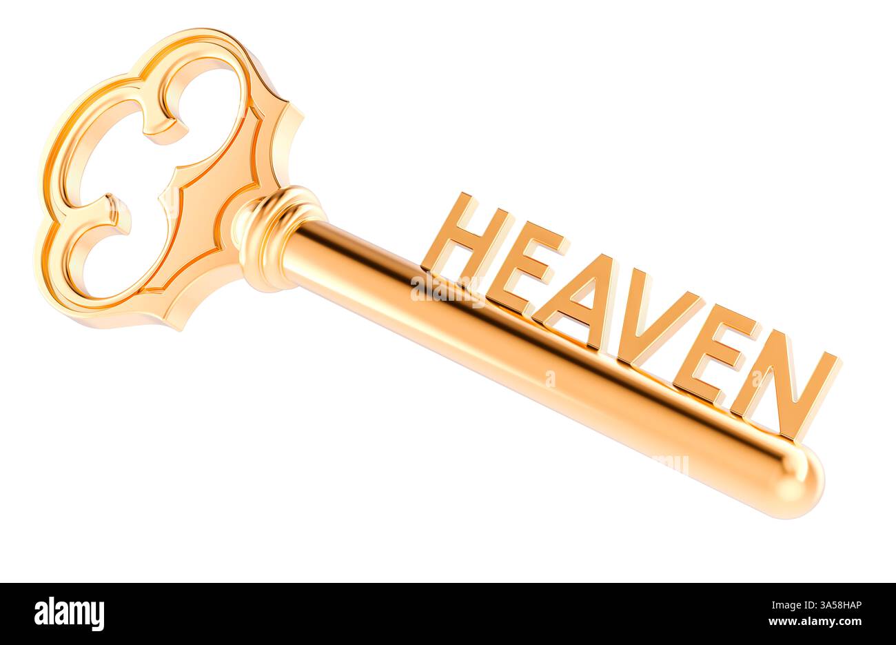 Key to Heaven, concept. 3D rendering isolated on white background Stock ...