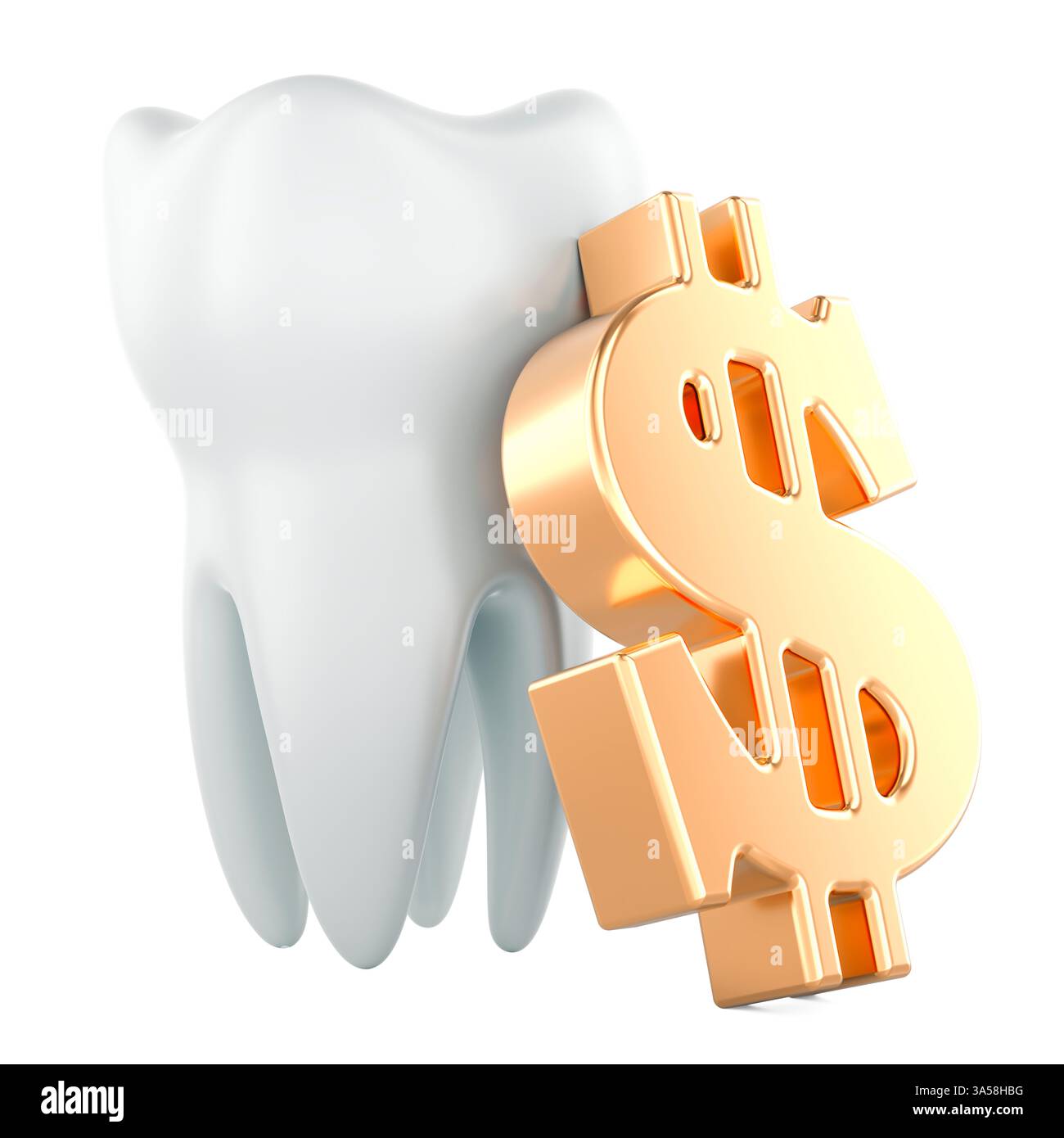 Tooth with dollar symbol. Cost of dental services concept, 3D rendering ...