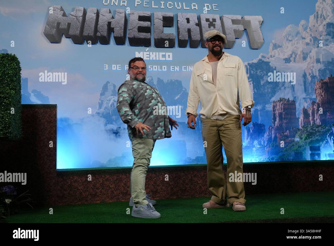 Jack Black, left, and Jason Momoa pose during a photo call for the ...