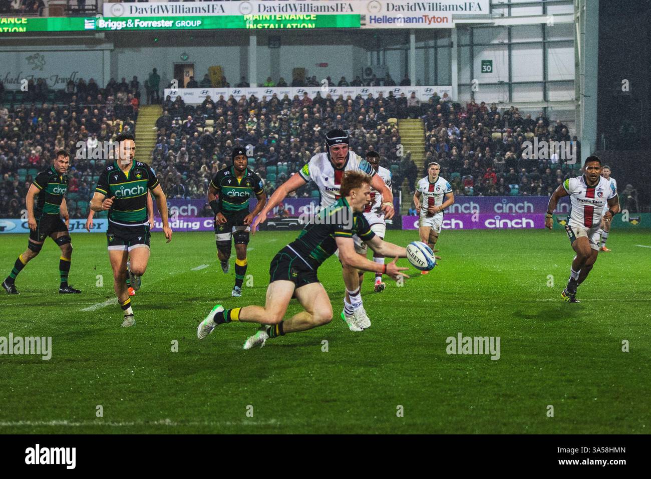 Cameron Henderson regathers the ball after a charged down during the ...