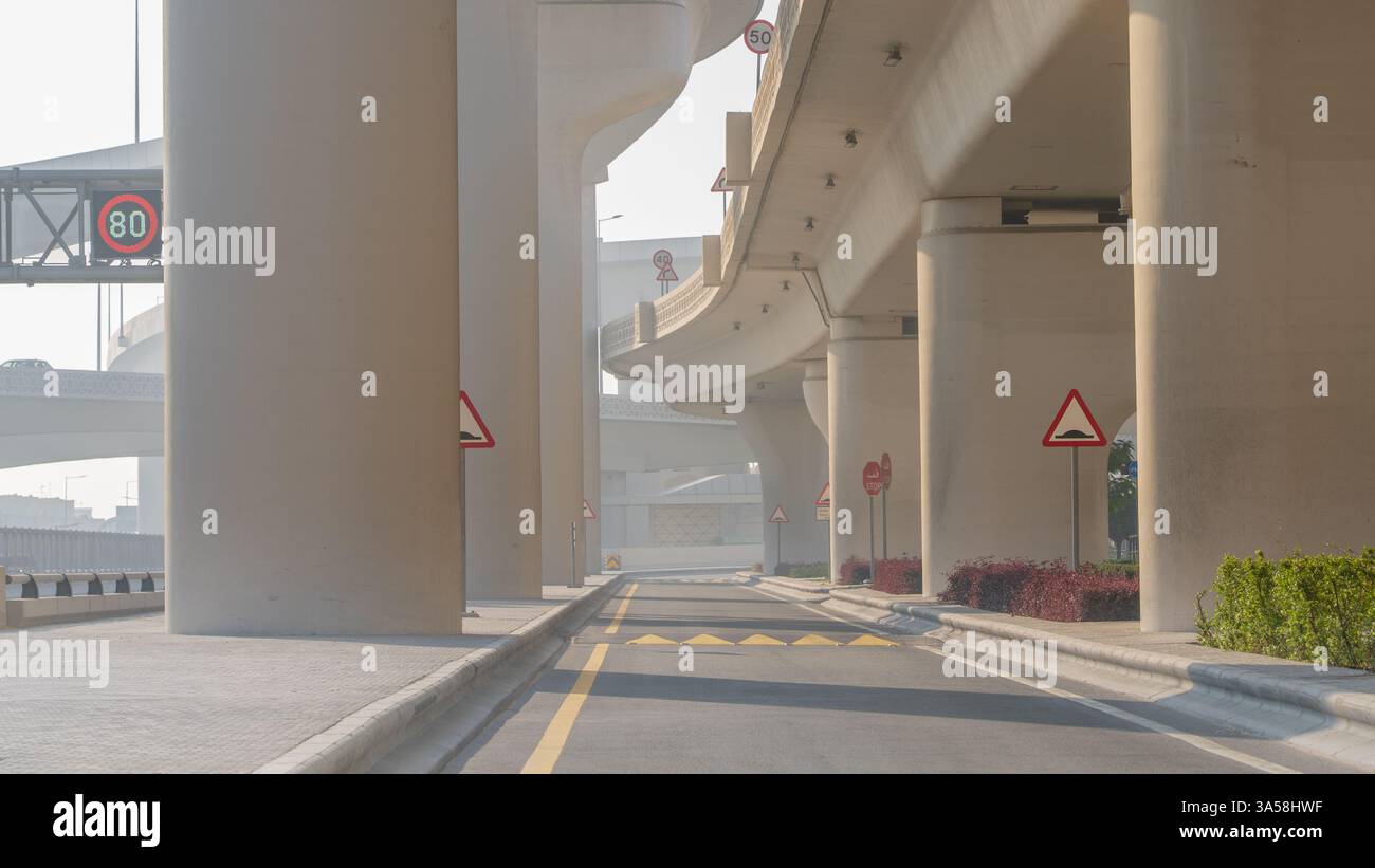 Doha, Qatar - February 24, 2025: A modern highway view of Sabah Al ...