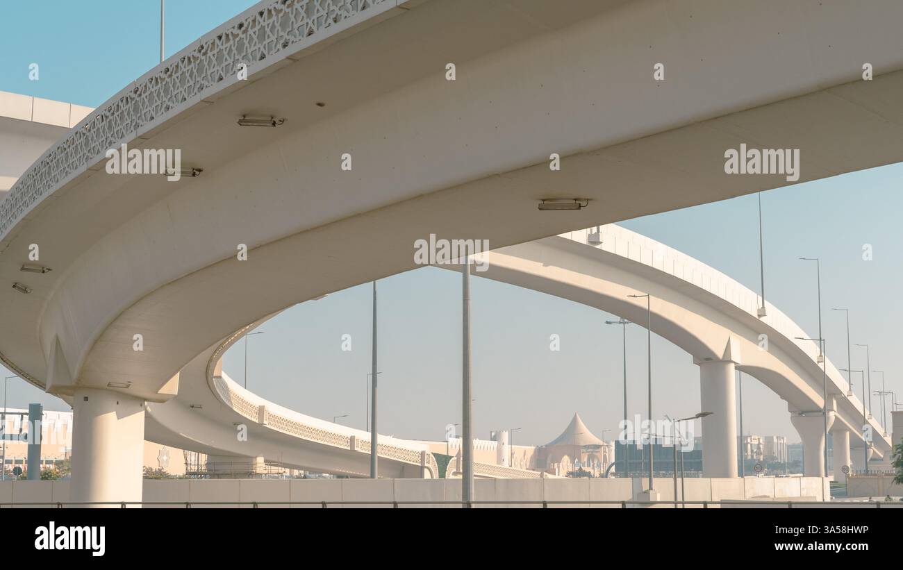 Doha, Qatar - February 24, 2025: A modern highway view of Sabah Al ...