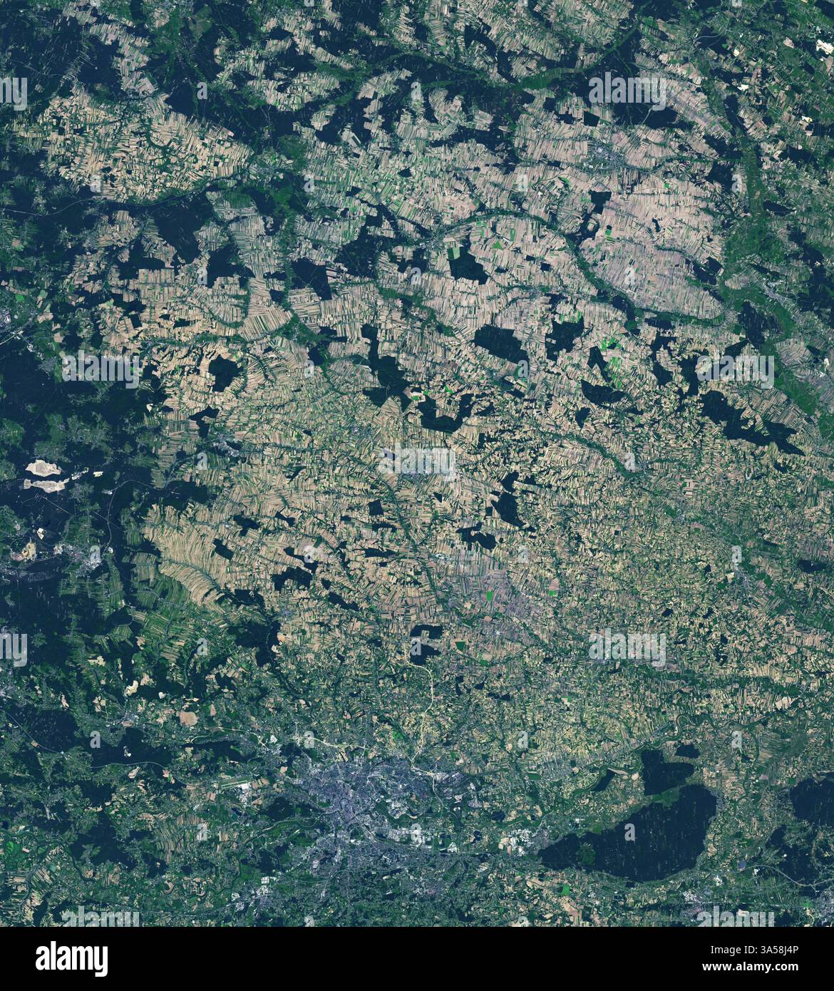 Aerial of agricultural patterns in Poland Stock Photo - Alamy