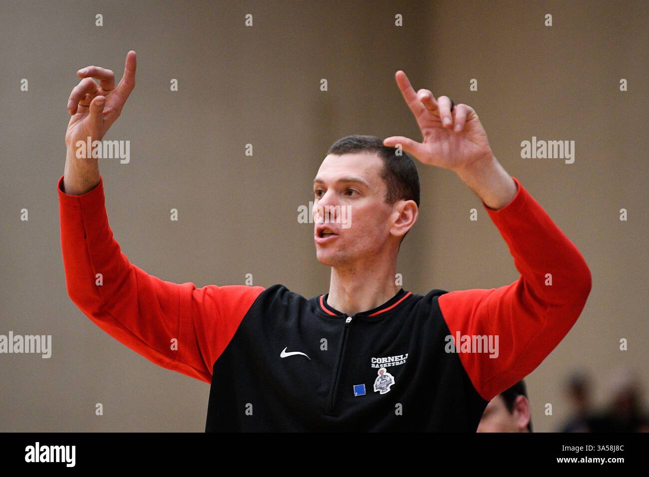 PROVIDENCE, RI - MARCH 16: Cornell Big Red head coach Jon Jaques calls ...