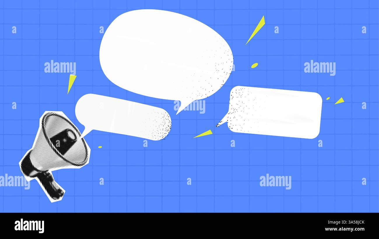 Contemporary Punk y2k collage banner. Retro magazine clippings. Message ...