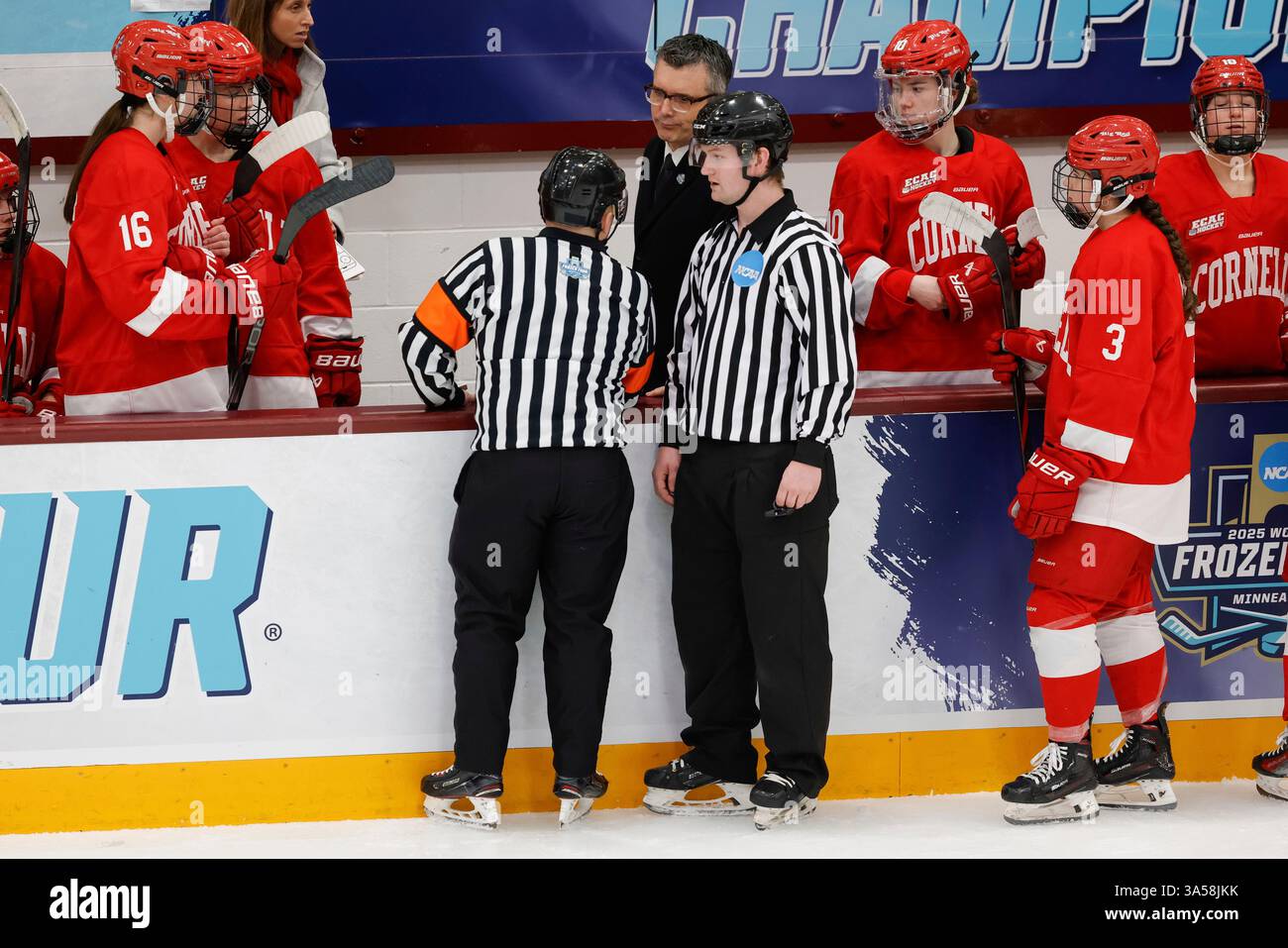 MINNEAPOLIS, MN - MARCH 21: Cornell Big Red head coach Doug Derraugh ...