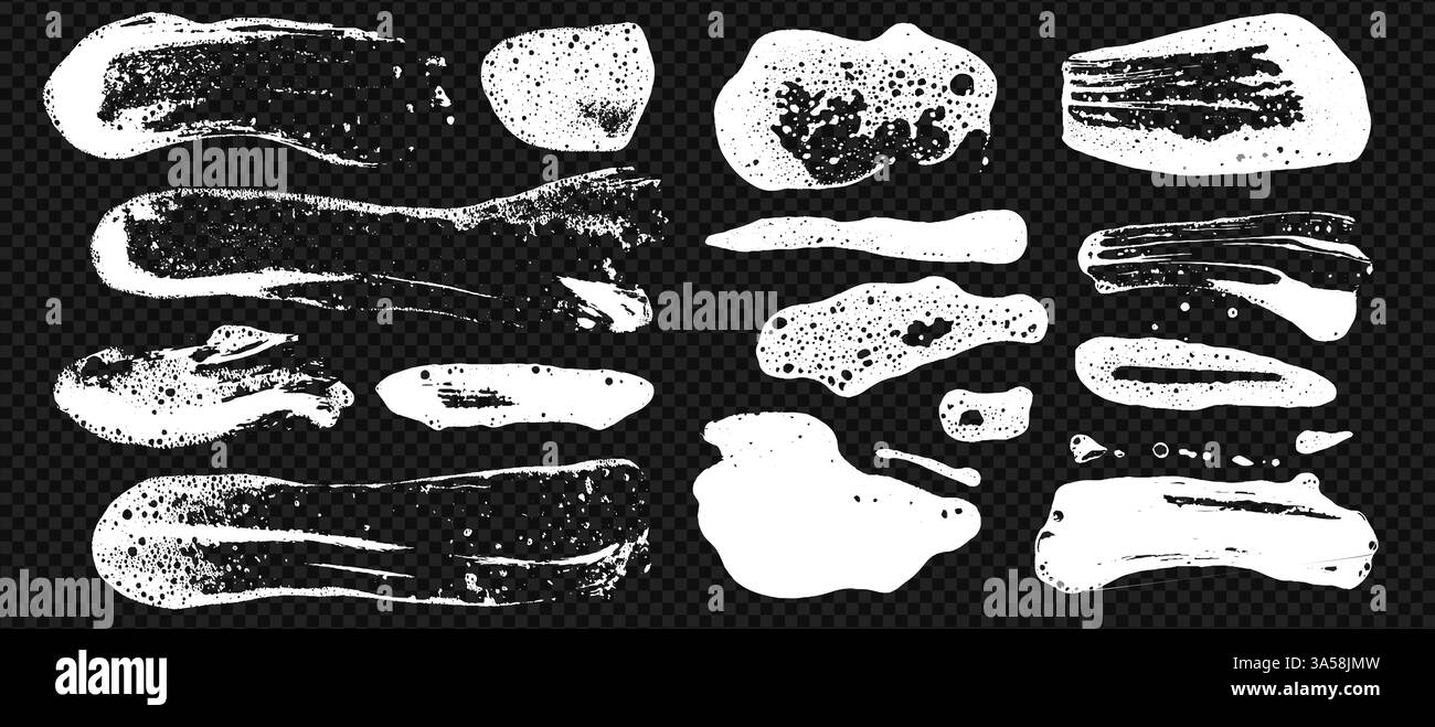 Soap texture grunge set with foam and sponge. Soapy splash clean bubble ...