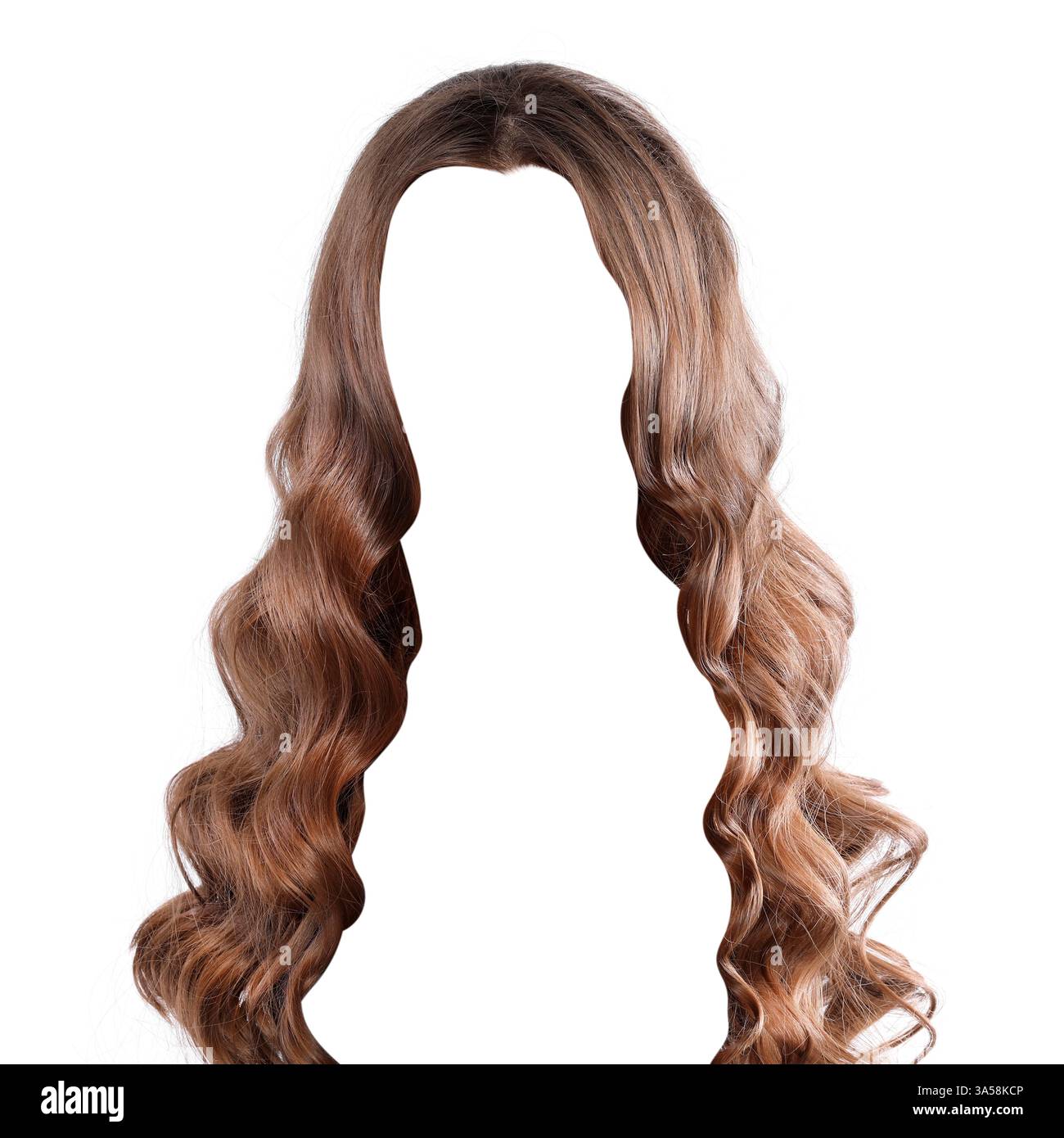 Hairstyle try on. Beautiful wavy female hair isolated on white Stock ...