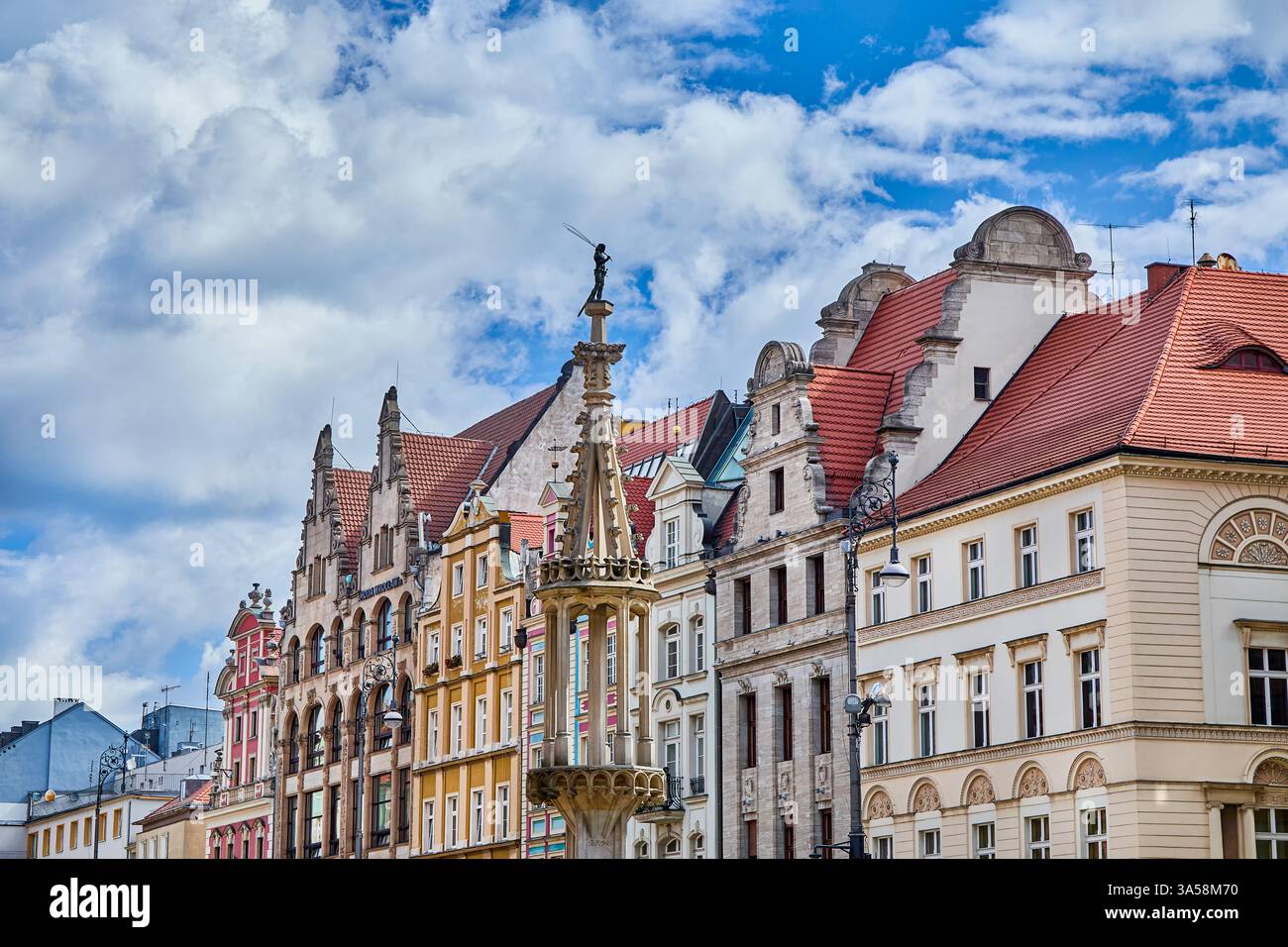 Multi colored facade of historic houses and buildings at the old town ...