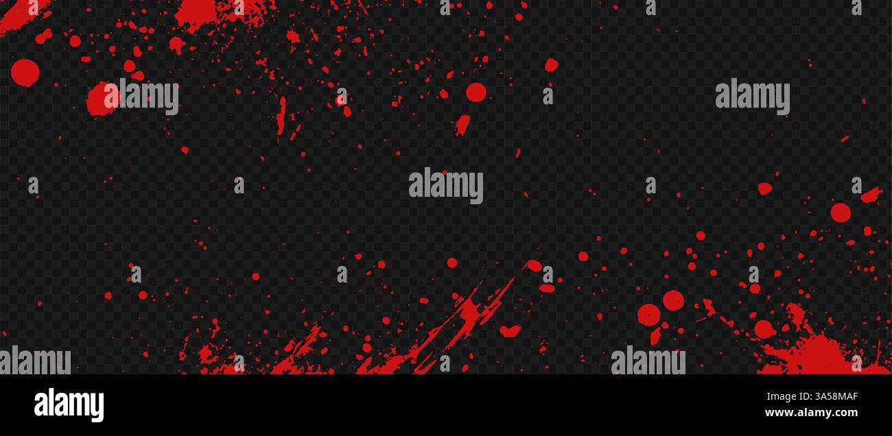 Vector blood splatter texture with red ink drops and drips. Grunge ...