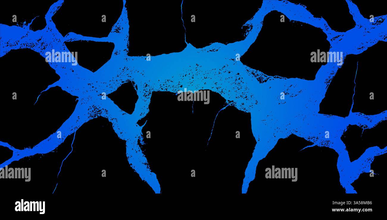 Crystalline patterns of water creating mesmerizing blue veins across a ...