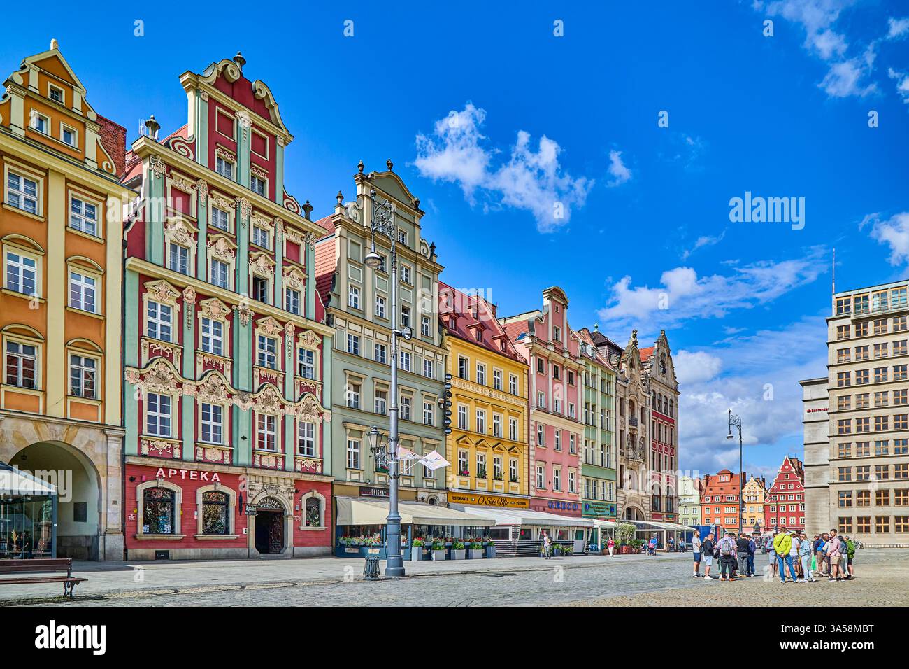 Multi colored facade of historic houses and buildings at the old town ...