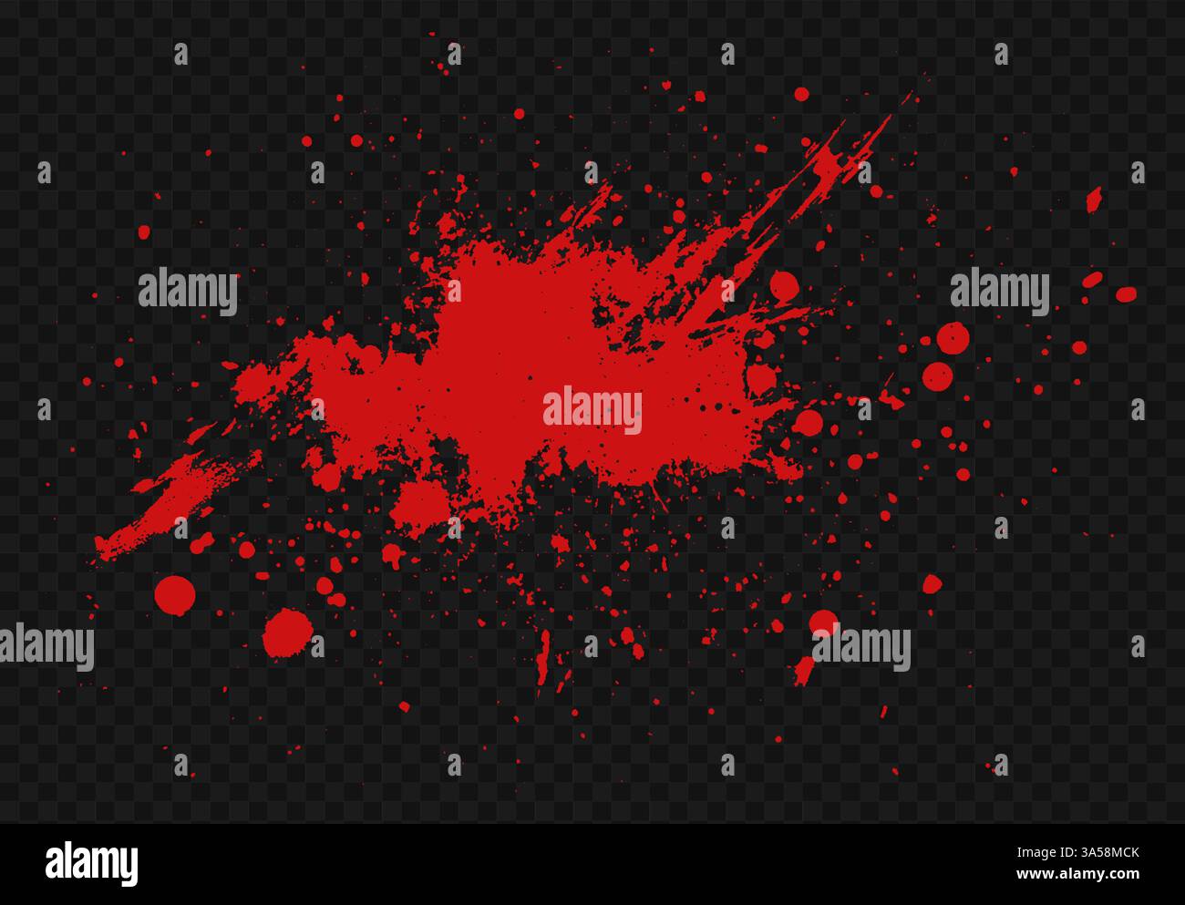 Vector blood splatter texture with red ink drops and splashes on a ...