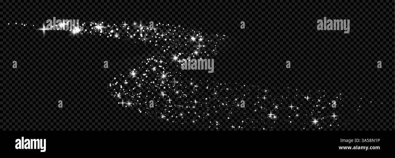 Light effect with white stars. Glitter glow on transparent background ...