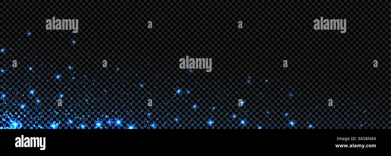 Blue light sparkle effect with magic firefly. Vector illustration with dust of flare and stars ...