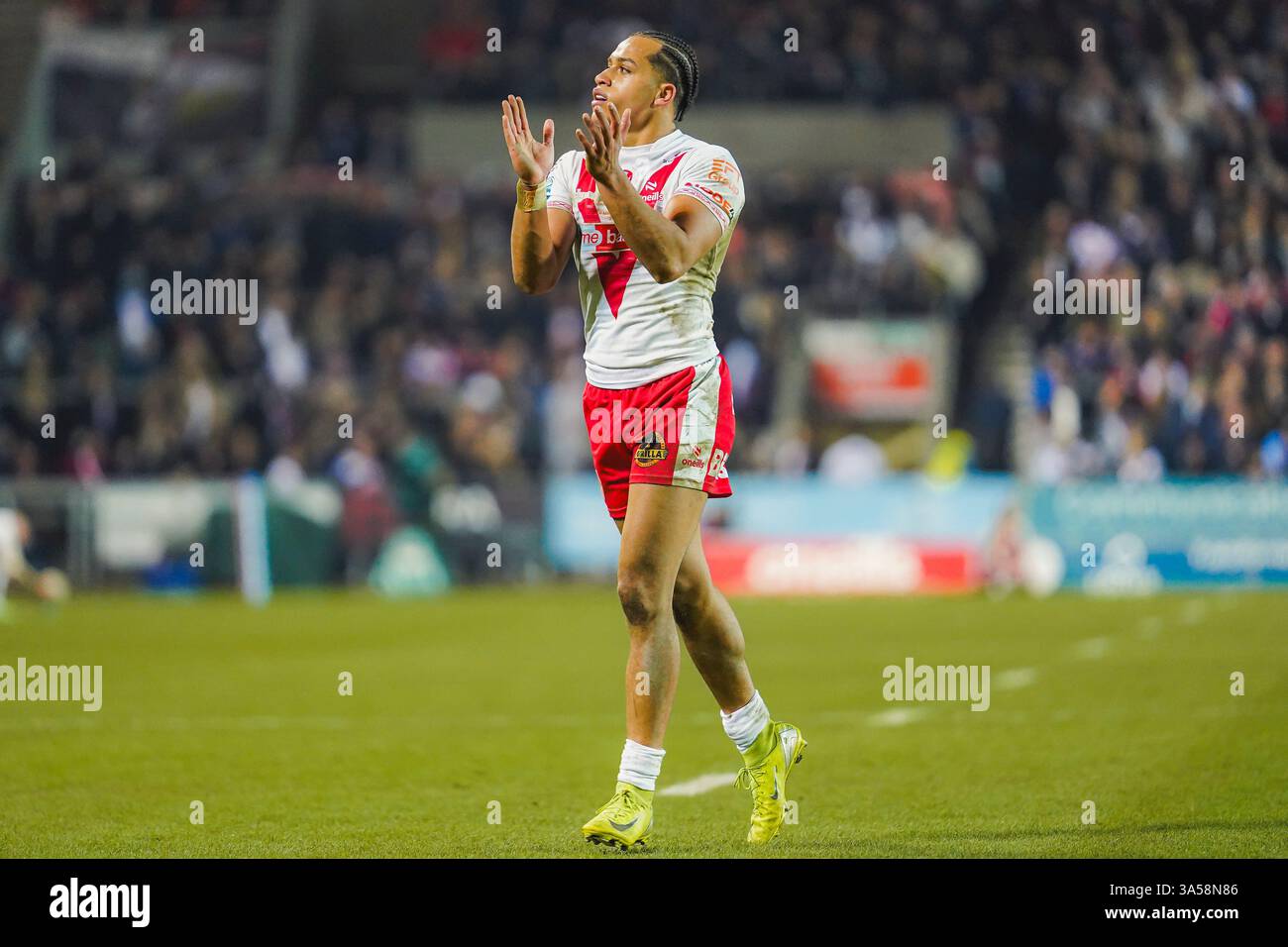 St Helens, Merseyside, UK. 21st March 2025. Super League Rugby Round 5: St Helens Vs Warrington ...