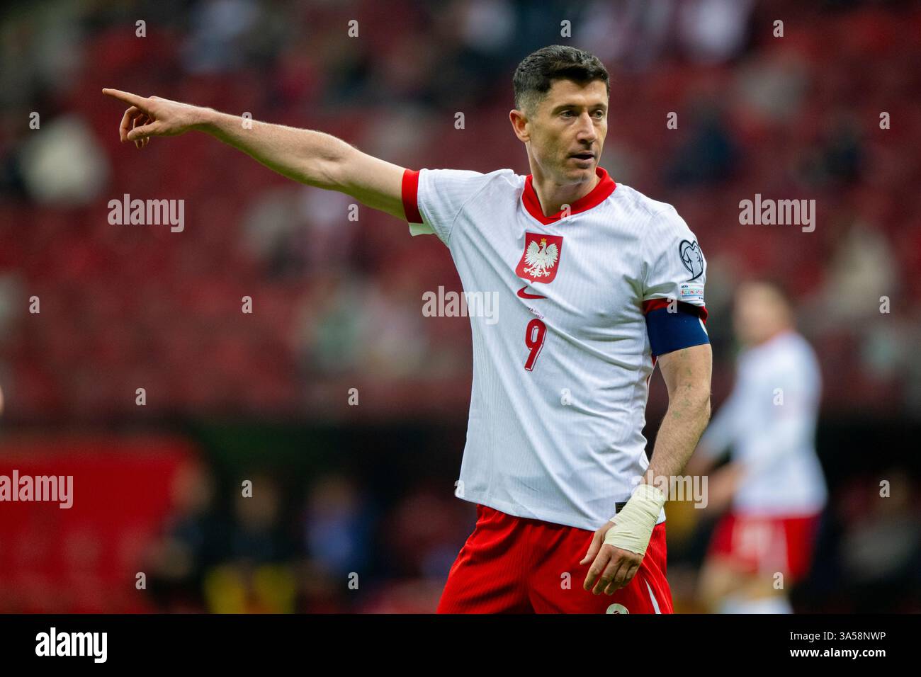 Warsaw, Poland. 21st Mar, 2025. Robert Lewandowski of Poland during the ...
