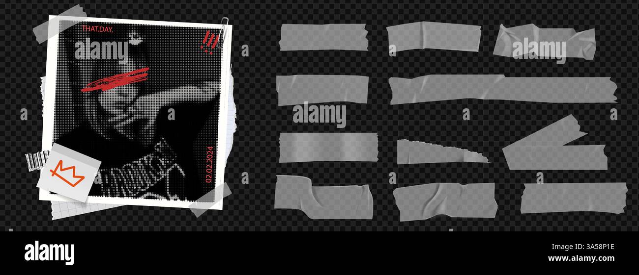 Transparent duct tape for photo collage. Bright scotch tape for the ...