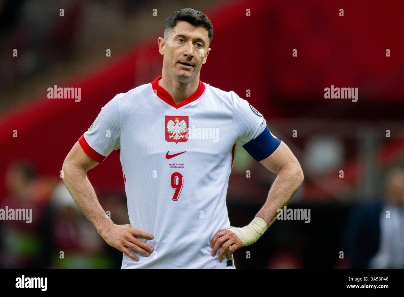 Warsaw, Poland. 21st Mar, 2025. Robert Lewandowski of Poland during the ...