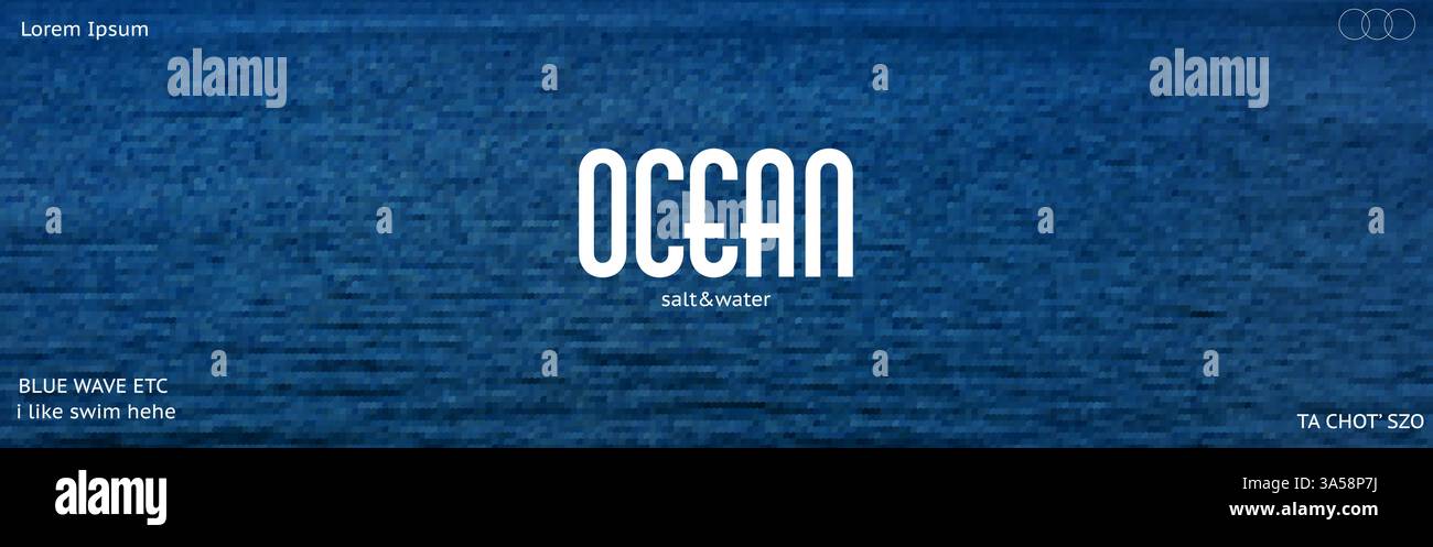 Vector collage of ocean style banner. Abstract blue sea pattern with ...