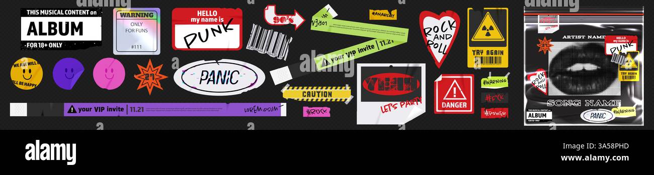 The grunge stickers collection. The old template for modern designs ...