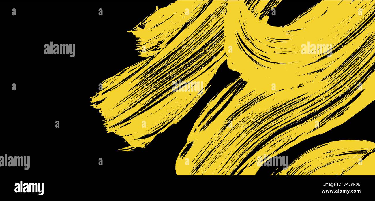 A dynamic yellow brushstroke spreads across a black canvas, capturing ...