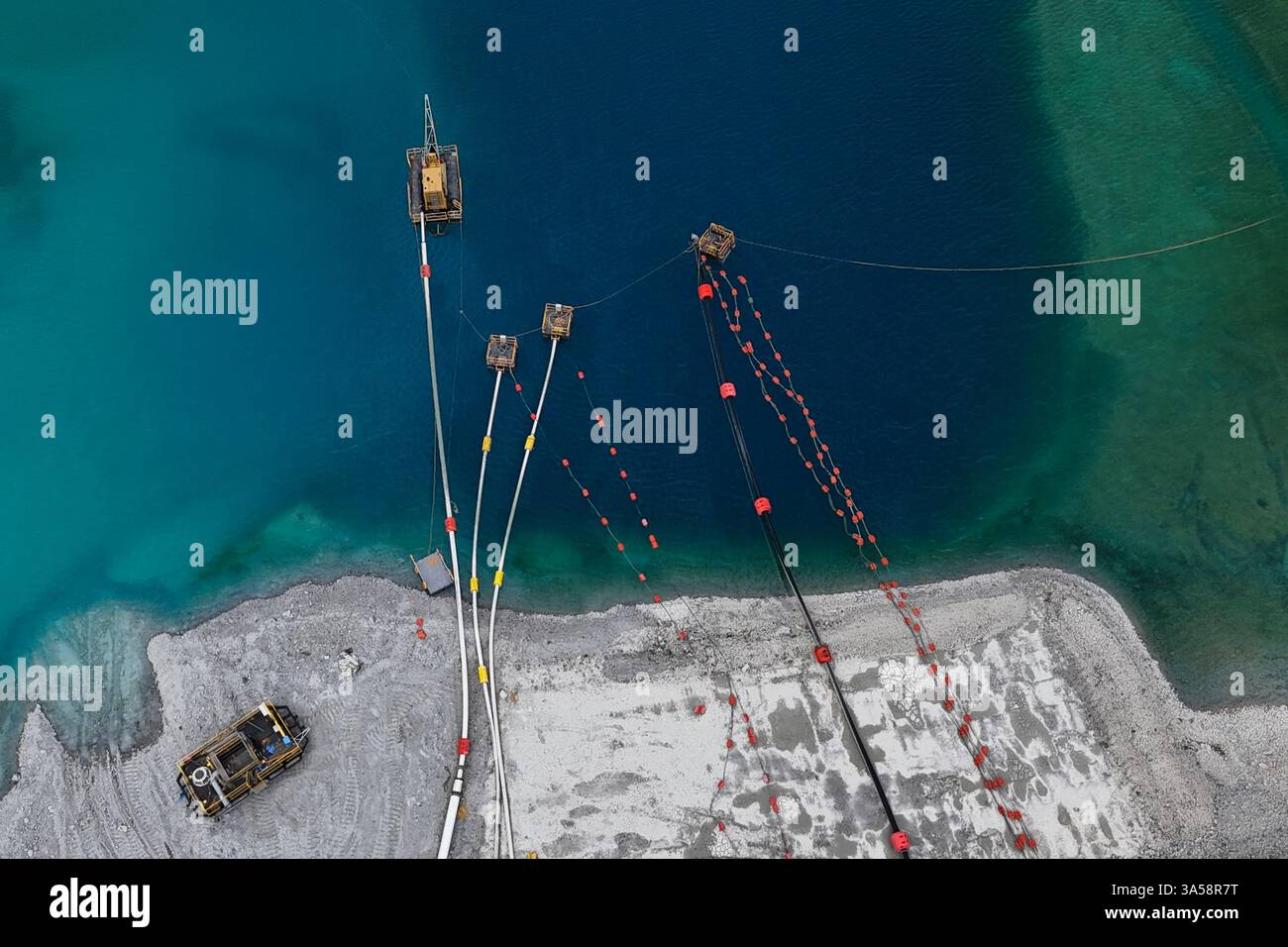 An aerial view of an open-pit sump at the Cobre Panama copper mine during a press tour of the ...