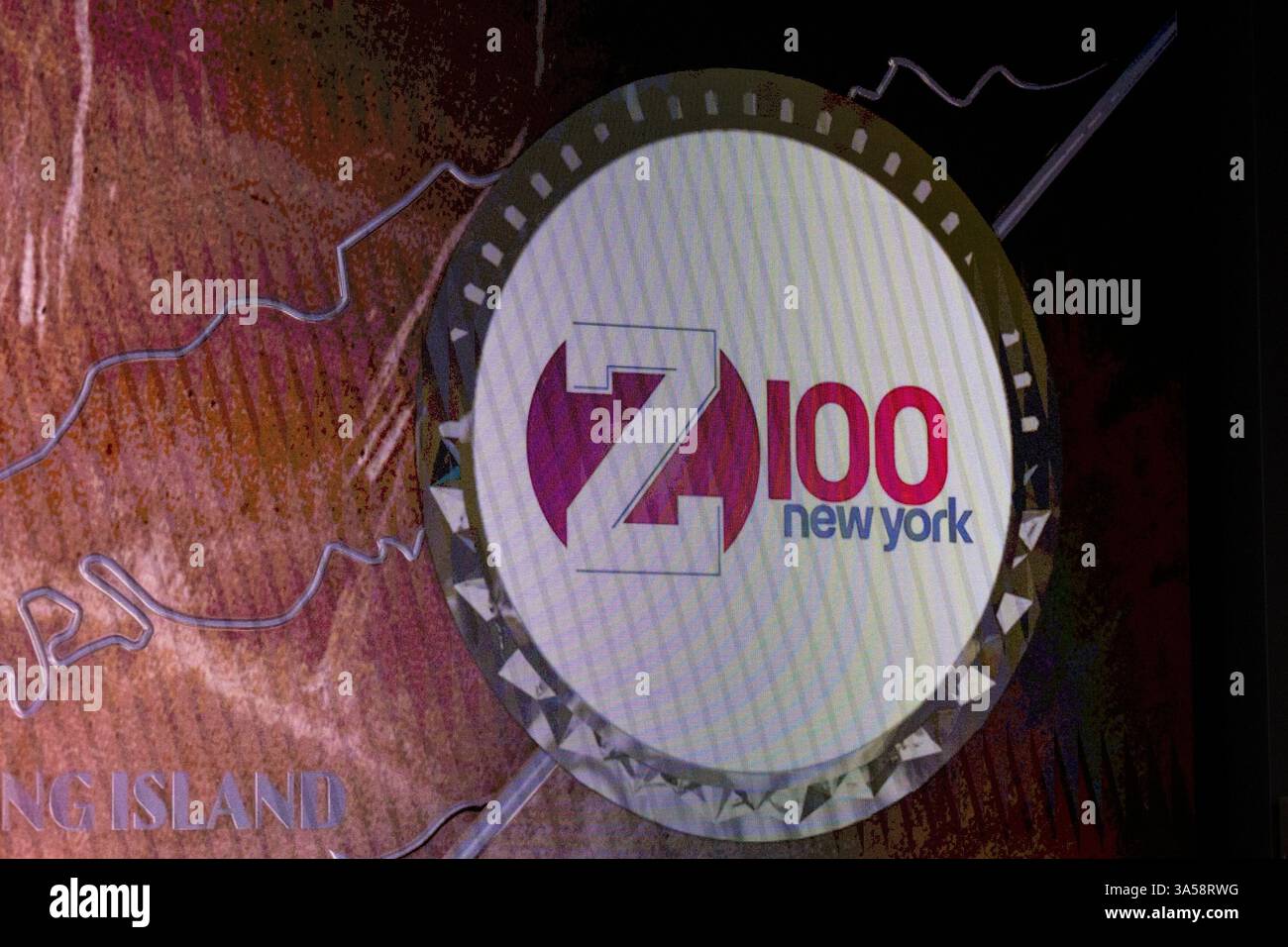 New York, NY, March 21, 2025: Logo of Z100 radio station seen as Kevin ...